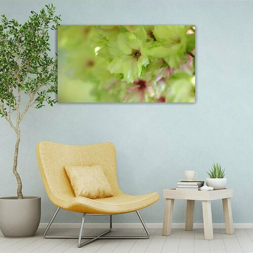Картина на холсте 60x110 LinxOne "Нежность весна салатовый" интерьерная для дома / на стену / на кухню / с подрамником