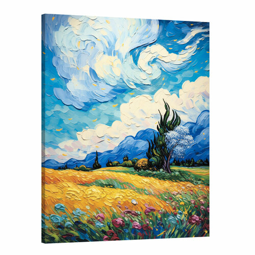 Интерьерная картина 50х70 "Пейзаж ван Гога: картина, захватывающая дух"