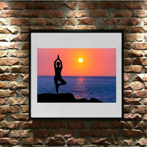 Постер "Медитация на закате" для мотивации от Cool Eshe из коллекции "Люди", плакат А4 (29,7 х 21 см) для интерьера