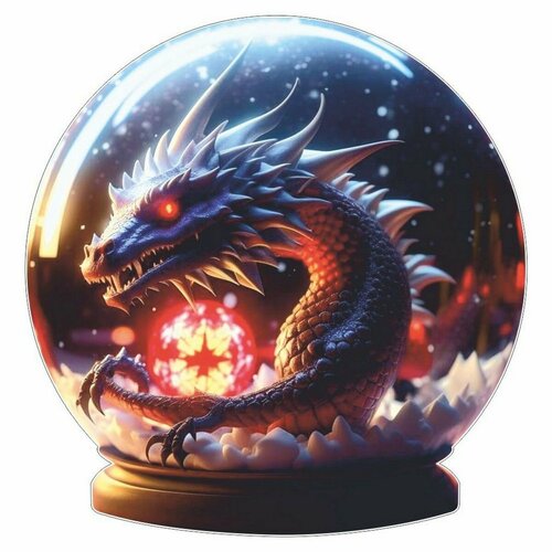 Наклейка круг "Дракон (стеклянный шар)", 150х150мм, вид 1, Арт рэйсинг