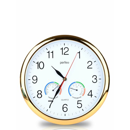 Настенные часы Perfeo "PF-WC-012", круглые, 30 см, золотые