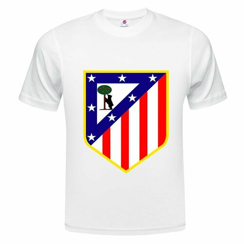 Футболка  Детская футболка ONEQ 134 (9-10) размер с принтом Атлетико Мадрид, белая, размер 9-10, белый