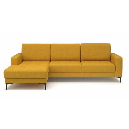 Угловой диван-кровать PUSHE раскладной Пьер, левый угол, велюр, желтый Formula 560