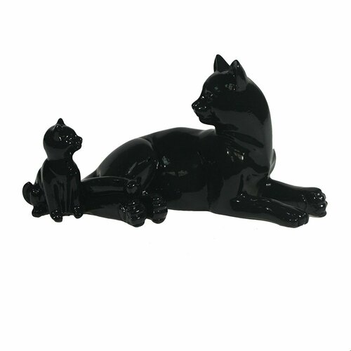 Фигура декоративная Кошка с котенком, черный глянец, 17*9*9 см KSMR-713606/D074