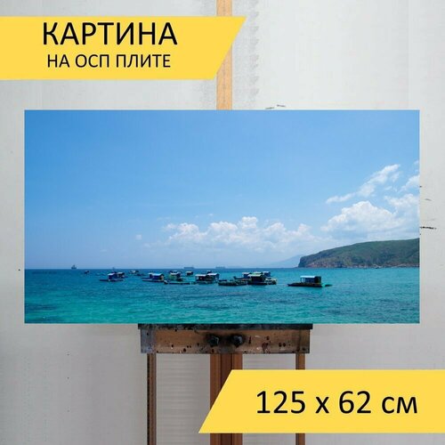 Картина на ОСП 125х62 см. "Океан, море, пляж" горизонтальная, для интерьера, с креплениями