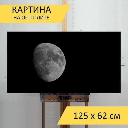 Картина на ОСП 125х62 см. "Луна, дорогой, ночь" горизонтальная, для интерьера, с креплениями