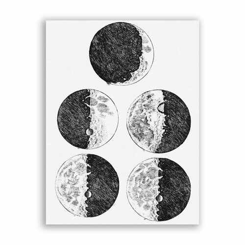 Постер, плакат на бумаге / Moon / Луна / Размер 40 x 53 см