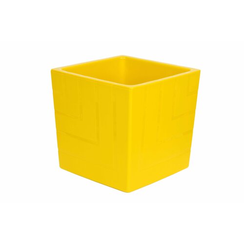 Горшок для цветов квадро, Медовый (желтый) с вкладкой, кашпо 1,2 л