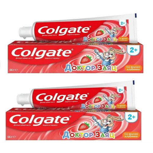 Зубная паста Colgate, Доктор заяц, вкус клубники, 50 мл. 2 шт.