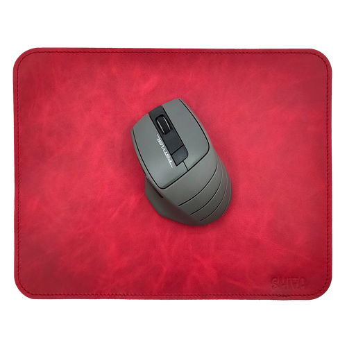 Коврик для мыши из натуральной кожи. Красный. С прошивкой. (Mouse Pad)