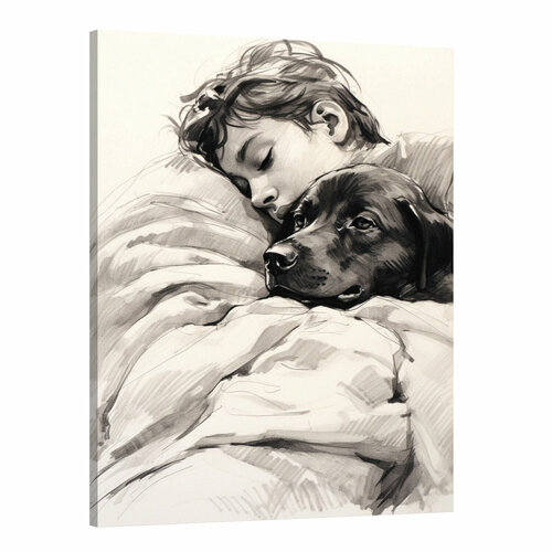 Интерьерная картина 50х70 "Пес и его хозяин"