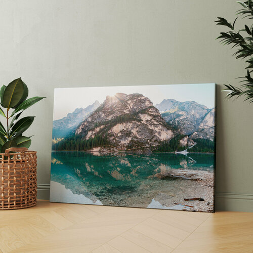 Картина на холсте (Горное озеро) 30 40 см/ для интерьера/картина на стену/в комнату/в подарок