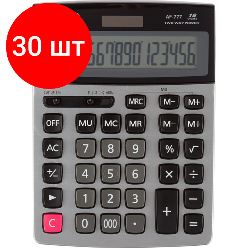 Комплект 30 штук, Калькулятор настольный полноразм. Attache AF-777 16р, дв. пит,209x154мм, черн