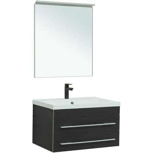 Комплект мебели для ванной Aquanet Верона New 75 281105 подвесной Черный матовый
