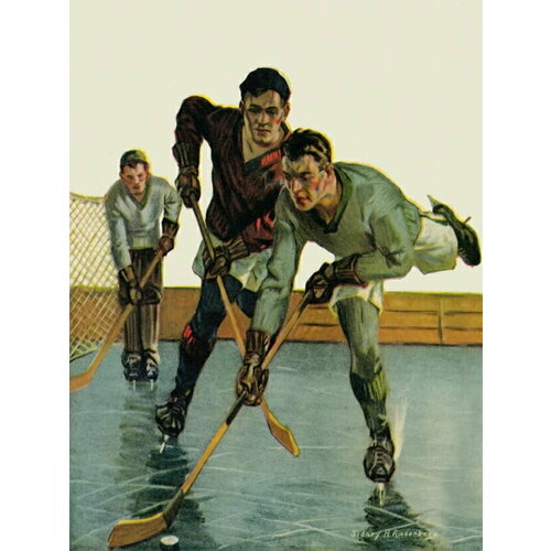 Плакат, постер на бумаге Hockey Players/Хоккеисты/винтажный/ретро. Размер 60 на 84 см