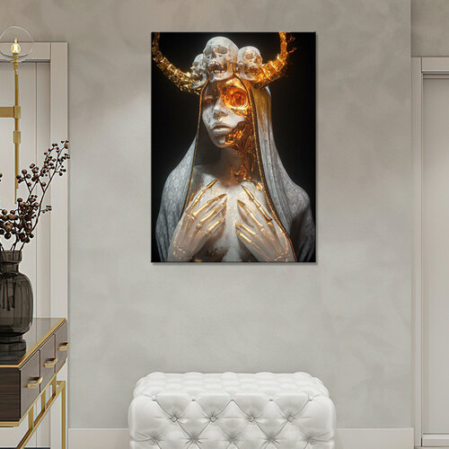 Картина интерьерная-Девушка с золотыми рогами 50х70