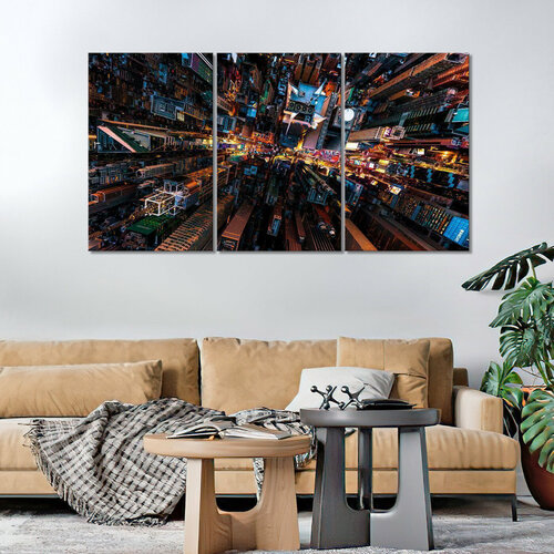 Модульная картина/Модульная картина на холсте/Модульная картина в подарок/ мегаполис город/megapolis city 90х50