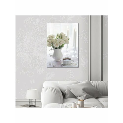 Картина на холсте с подрамником Чай белые розы 60х80