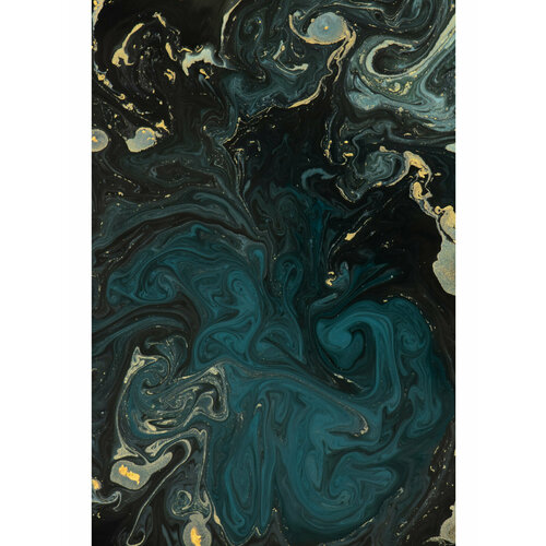 Плакат, постер на бумаге Абстрактные темно-синие краски. Размер 21 х 30 см