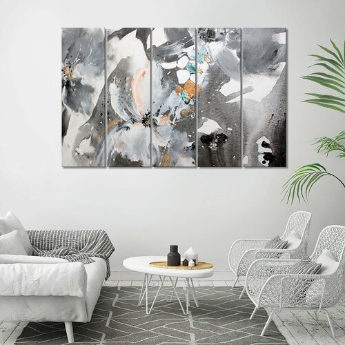 Модульная картина/Модульная картина на холсте/Модульная картина в подарок/цветы жасмина абстракция-jasmine flowers abstract150х100