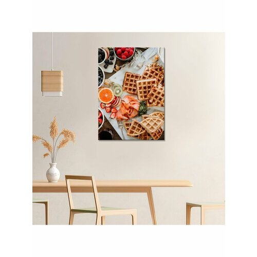 Картина на холсте с подрамником Вафли ягоды и фрукты 20х30