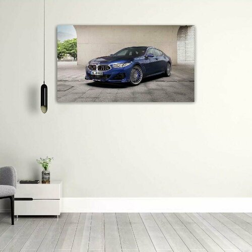 Картина на холсте 60x110 Альянс Лес "Автомобили bmw coupe синий" на подрамнике / интерьер/ декор