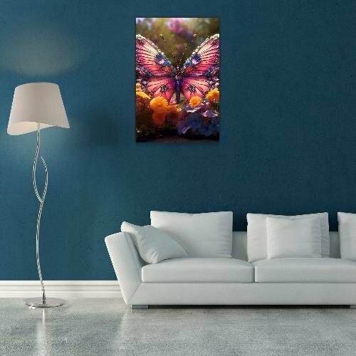 Картина на холсте 40x60 Альянс Лес "Бабочка, цветы 3" на подрамнике / интерьер/ декор