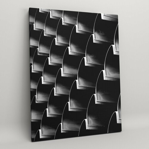 Картина на холсте (интерьерный постер) "Черно-белые соты" абстракция, с деревянным подрамником, размер 45x60 см