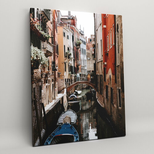 Картина на холсте (интерьерный постер) "Водные каналы - Венеция" путешествия, с деревянным подрамником, размер 45x60 см