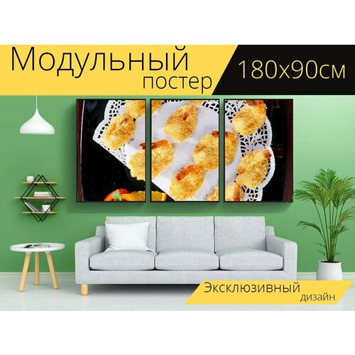 Модульный постер "Фрикреветки, корейская кухня, еда" 180 x 90 см. для интерьера