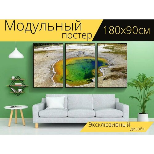 Модульный постер "Природа, минералы, водное пространство" 180 x 90 см. для интерьера