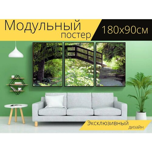 Модульный постер "Деревянный мост, онтарио, канада" 180 x 90 см. для интерьера