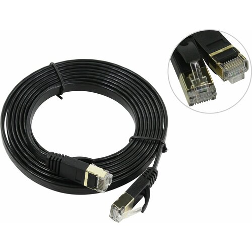 Интернет кабель, плоский - 10м (Патч корд Cat 7 F/FTP RJ45-RJ45)