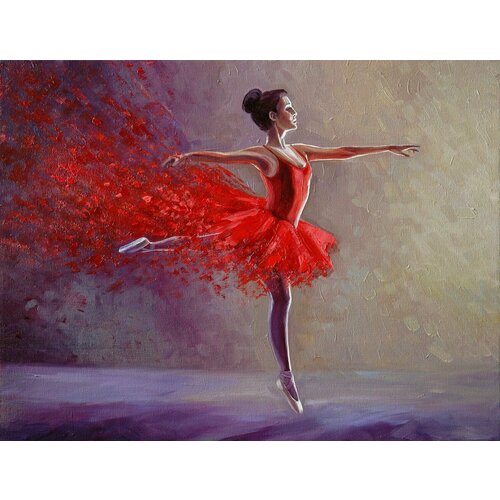 Картина маслом ручной работы "Балерина в прыжке", холст 40х50 см, для интерьера