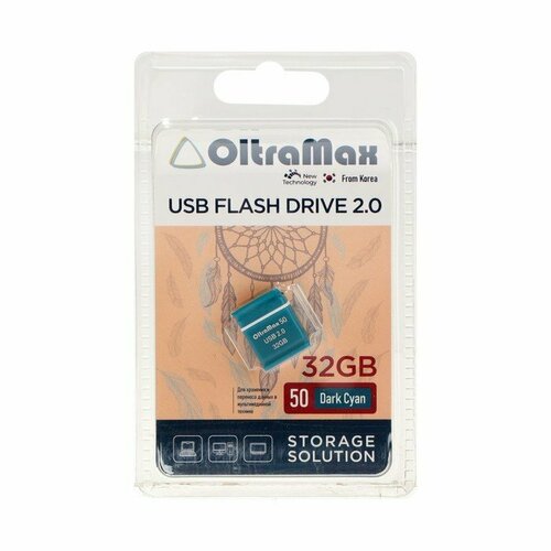Флешка OltraMax 50, 32 Гб, USB2.0, чт до 15 Мб/с, зап до 8 Мб/с, т/зеленая (комплект из 3 шт)