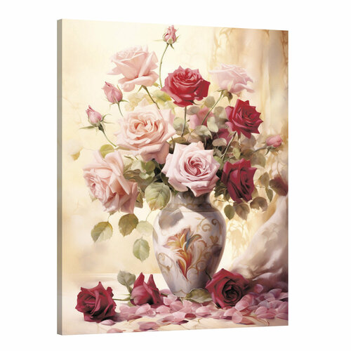 Интерьерная картина 50х70 "Розы в таинстве"