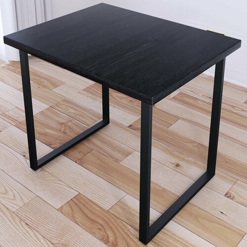 Стол кухонный Loft со столешницей цвета черного оникса из массива сосны 40 мм и черными металлическими ножками, 100х70х75 см
