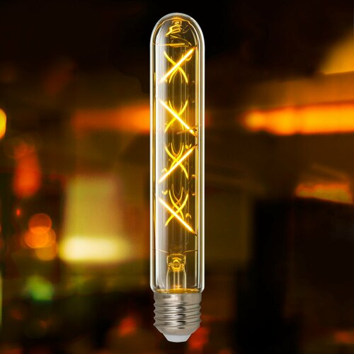 Лампа светодиодная филаментная Volpe E27 220 В 4 Вт цилиндр золотой 300 лм, теплый белый свет