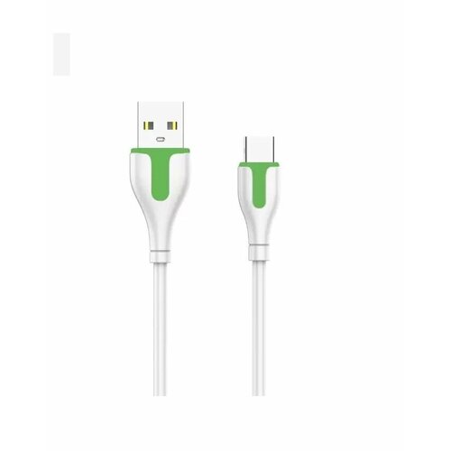 Кабель для мобильного устройства, LDNIO LS571, USB Type-A - Type-C, 1 метр, 2.1A, White/Green