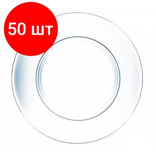 Комплект 50 штук, Тарелка обеденная Симпатия, стеклянная, d=25 cм, (OCZ1886)