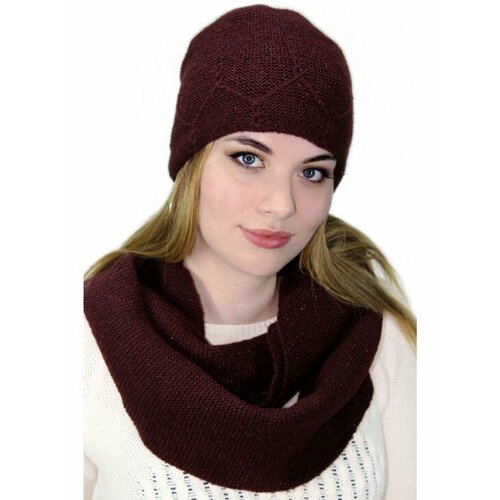 Шапка Lemmex Комплект "Ливения" шапка+шарф, размер 55-56, бордовый