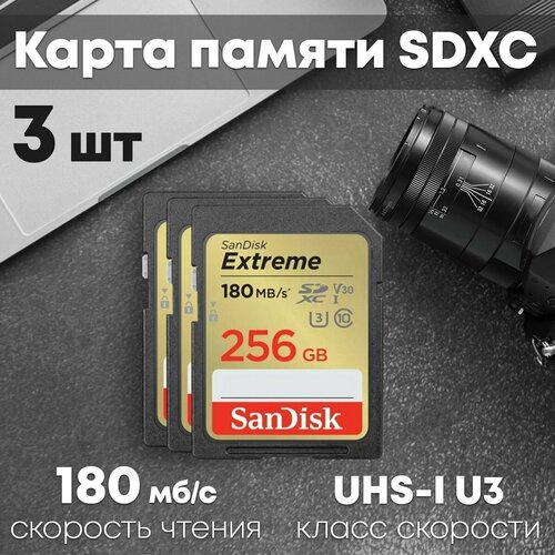 Карта памяти SanDisk Extreme V30 SDXC 256GB 3 шт.