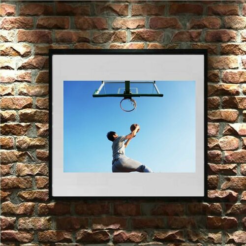 Постер "Баскетболист кидает мяч в корзину" для мотивации от Cool Eshe из коллекции "Креатив", плакат А4 (29,7 х 21 см) для интерьера