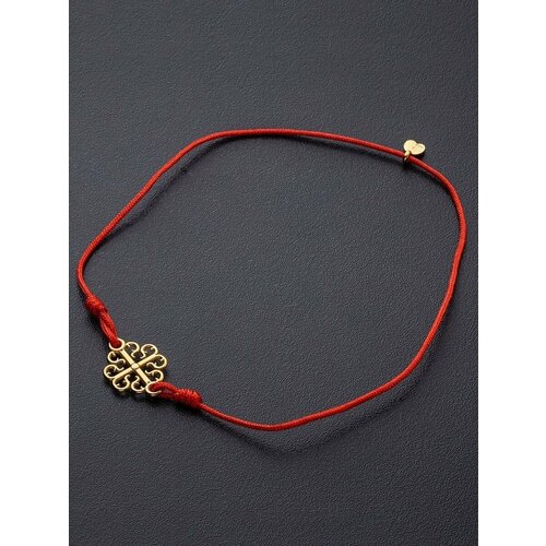 Браслет Angelskaya925 Тонкий браслет красная нить на руку, размер 24 см, красный, золотистый