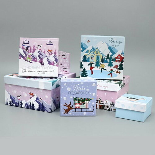 Набор подарочных коробк 6 в 1 "С Новым годом", 10 x 10 x 6 – 20 x 20 x 11 см