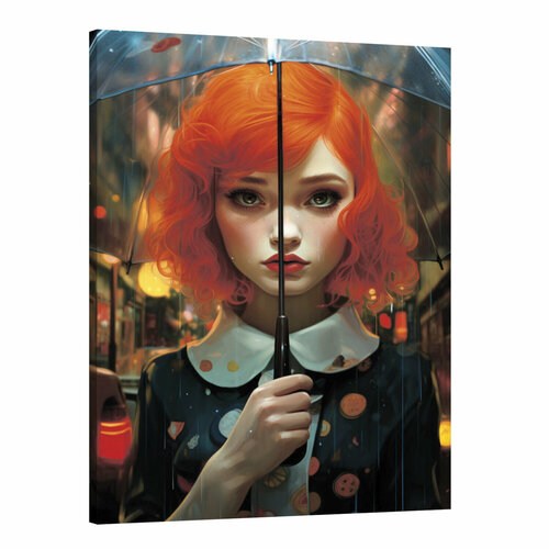 Интерьерная картина 50х70 "Девушка с зонтом"