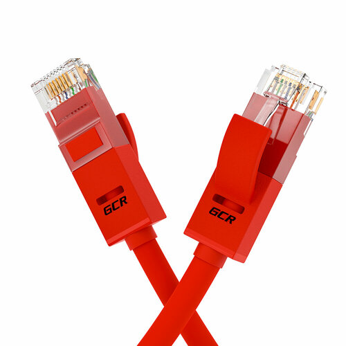 GCR Патч-корд прямой 0.3m UTP кат.5e, красный, 24 AWG, литой, ethernet high speed 1 Гбит/с, RJ45, T568B