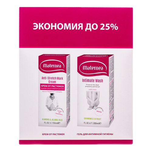 Набор Maternea Крем от растяжек Anti-Stretch 150 мл+Гель для интимной гигиены Intimate Wash 200 мл 1 уп