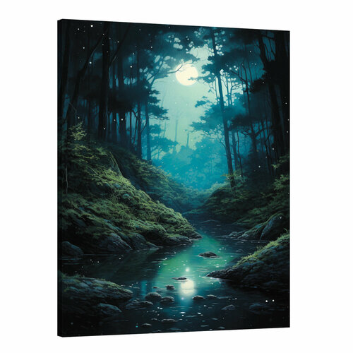 Интерьерная картина 50х70 "Ночной лес"