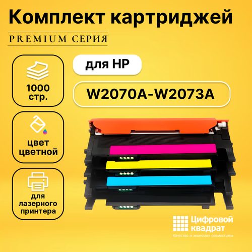 Набор картриджей DS W2070A-W2073A HP с чипом совместимый